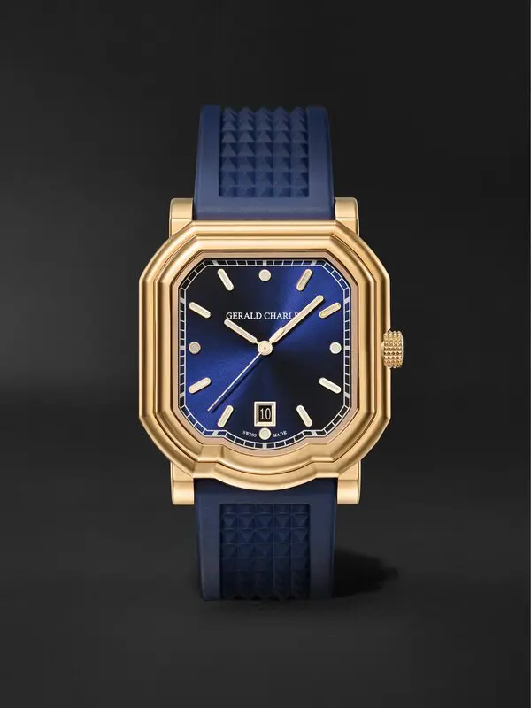 GERALD CHARLES Maestro 2.0 Ultra-thin Automatic 39mm 18-karat Rose Gold And Rubber Watch - Blue