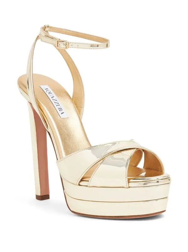 AQUAZZURA Divine Plateau 130mm Platform Sandals - Gold