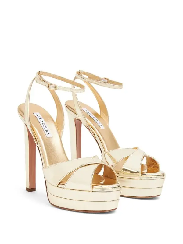 AQUAZZURA Divine Plateau 130mm Platform Sandals - Gold