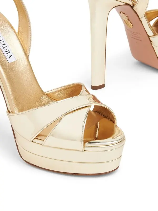 AQUAZZURA Divine Plateau 130mm Platform Sandals - Gold