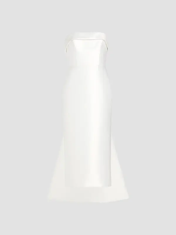 Amsale Mikado Satin Tea-length Bridal Dress - Ivory