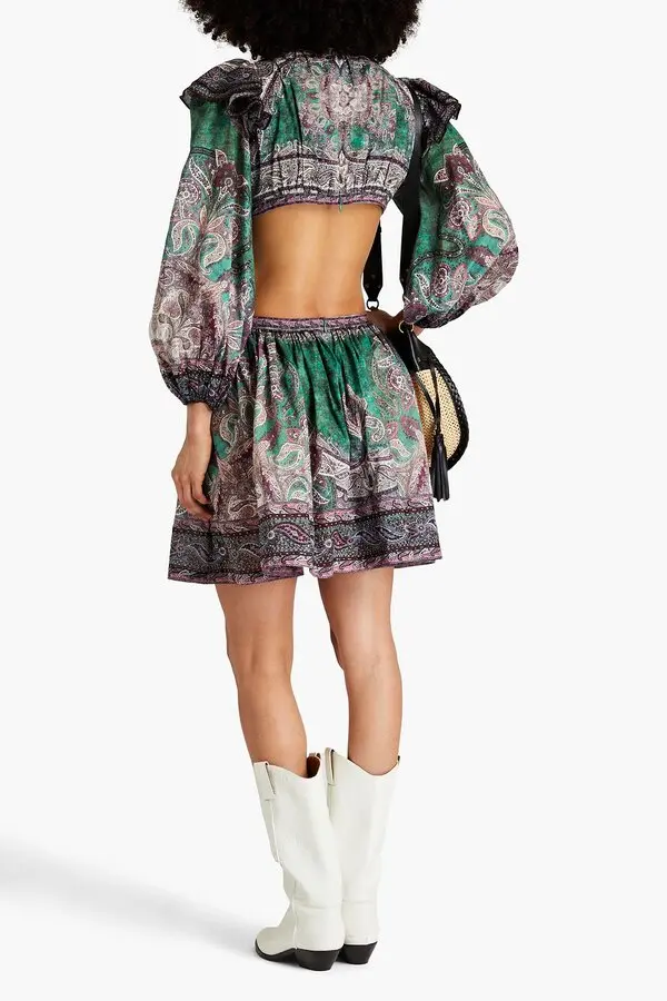 Zimmermann Paisley-Print Cotton-Gauze Mini Dress In Forest Green - 70% Off  | Editorialist