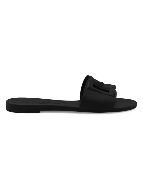 Dolce & Gabbana Interlock Logo Rubber Slides - Black