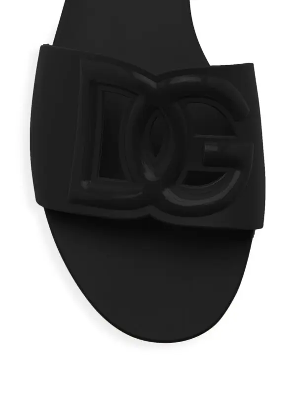 Dolce & Gabbana Interlock Logo Rubber Slides - Black