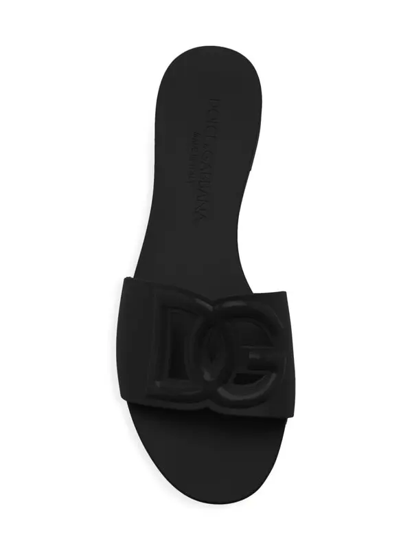 Dolce & Gabbana Interlock Logo Rubber Slides - Black