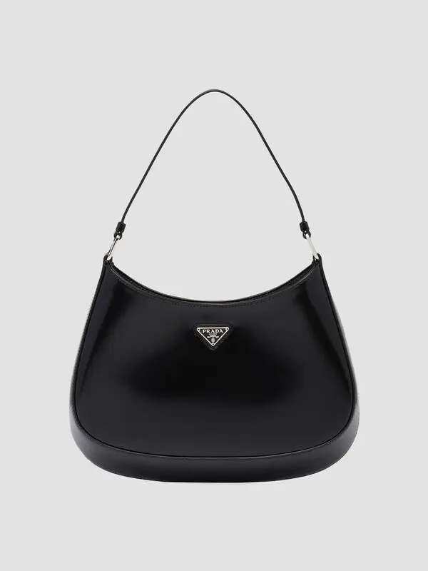 Prada Cleo Brushed Leather Shoulder Bag - Black