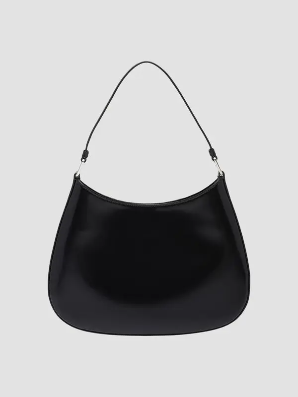 Prada Cleo Brushed Leather Shoulder Bag - Black