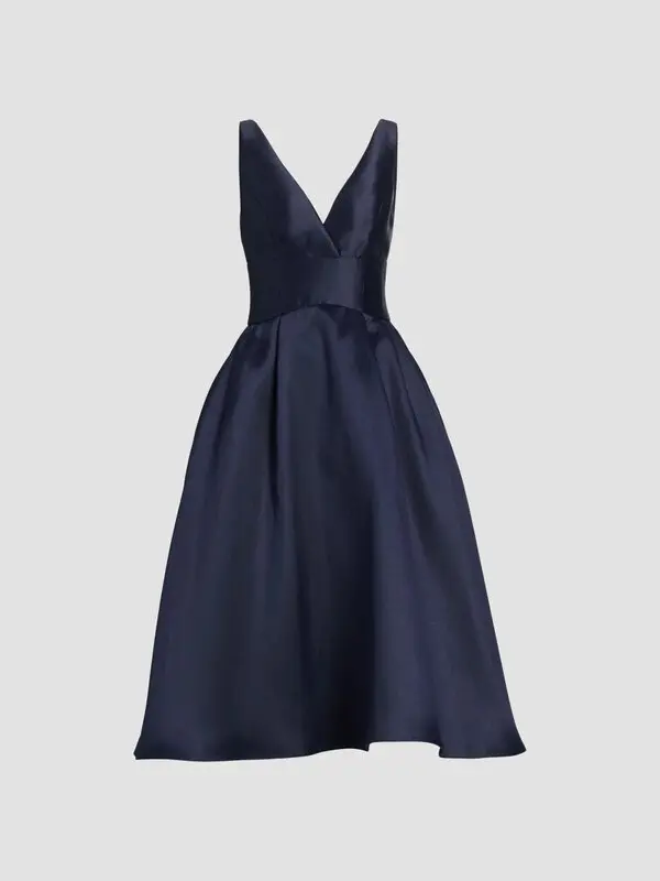 Amsale Flared Mikado Midi-dress