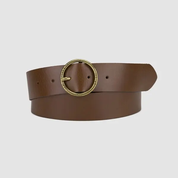 LEVI'S Fashion Circle Leather Belt - Medium Brown