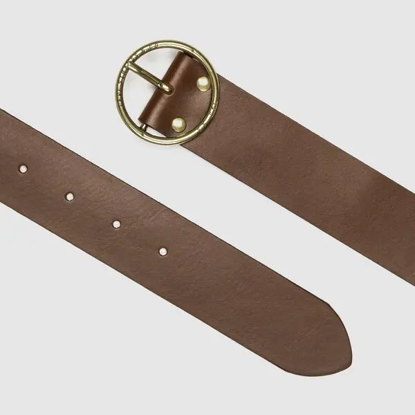 LEVI'S Fashion Circle Leather Belt - Medium Brown