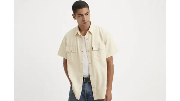 LEVI'S Short Sleeve Relaxed Fit Western Shirt Chambray - Ecru
