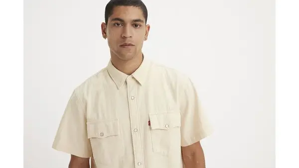 LEVI'S Short Sleeve Relaxed Fit Western Shirt Chambray