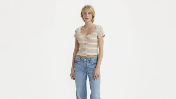 LEVI'S Short Sleeve Britt Snap Front Top