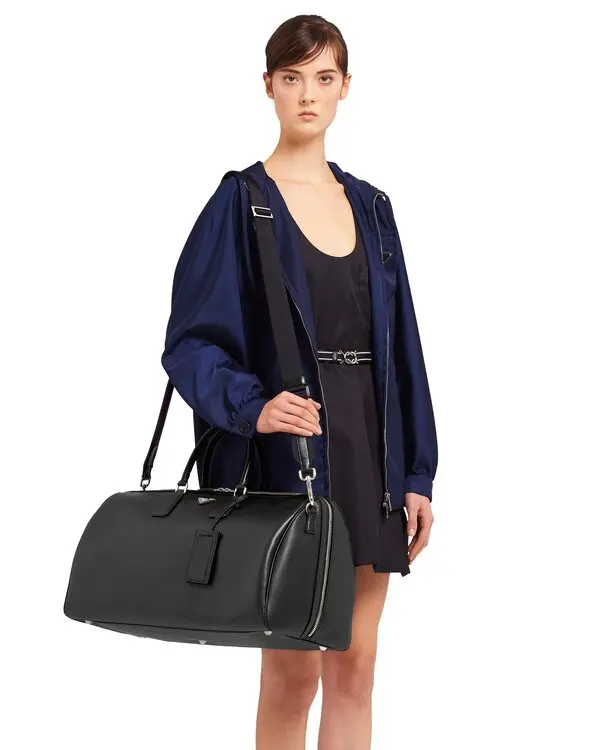 Prada Saffiano Leather Travel Bag - Black