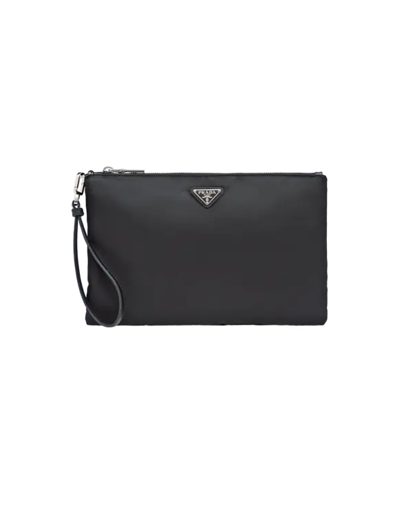 Prada Re-nylon And Saffiano Leather Pouch - Black