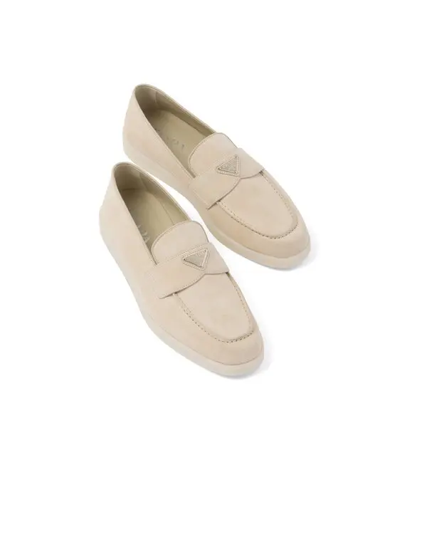 Prada Suede Loafers - Neutral