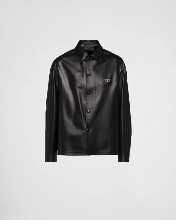 Prada Nappa Leather Shirt - Black | Editorialist