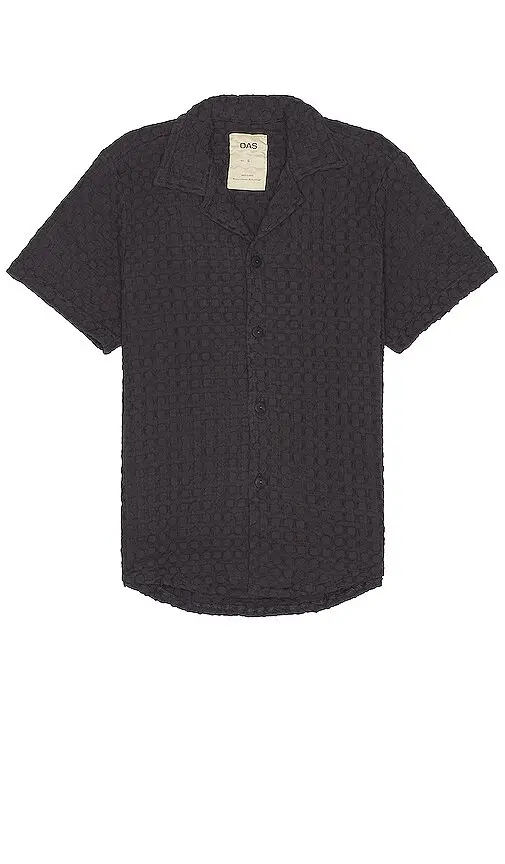 Oas Cuba Waffle Shirt In Black - Nearly Black