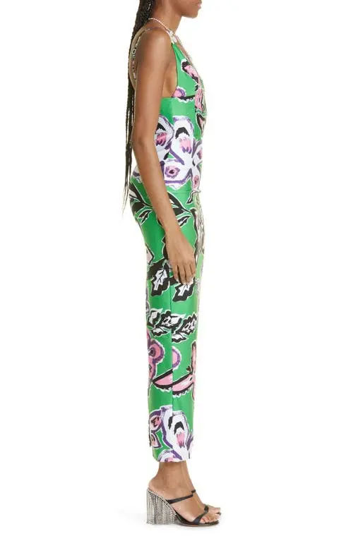 AREA Butterfly Print Crystal Detail Maxi Dress