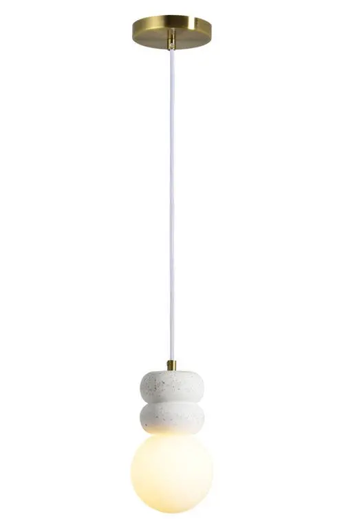 RENWIL Candra Ceiling Light Fixture - Off White/speckles/ant Brass