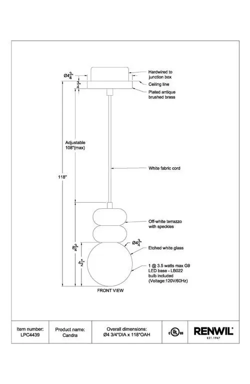 RENWIL Candra Ceiling Light Fixture