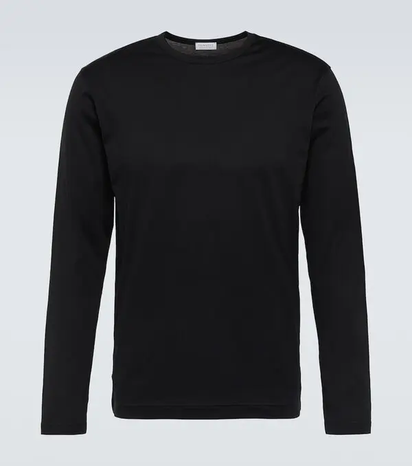 Sunspel Classic Long Sleeve Cotton T-shirt - Black