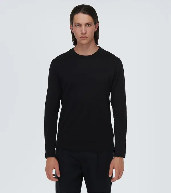 Sunspel Classic Long Sleeve Cotton T-shirt - Black