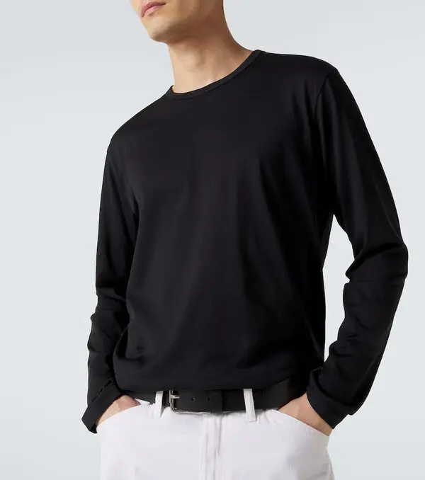 Sunspel Classic Long Sleeve Cotton T-shirt - Black