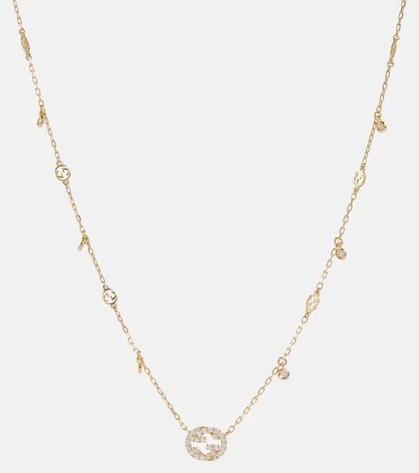 Gucci Interlocking G Necklace With Diamonds - Gold