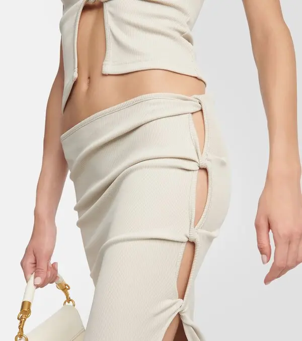 Christopher Esber Open Twist Ribbed-knit Maxi Skirt - Beige