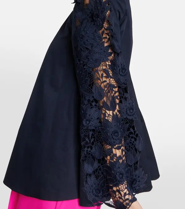 Oscar De La Renta Lace-detail Cotton Blouse