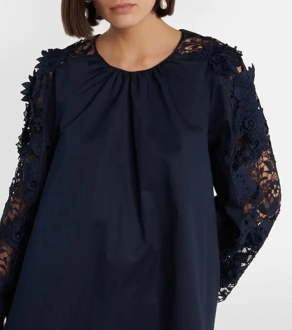 Oscar De La Renta Lace-detail Cotton Blouse