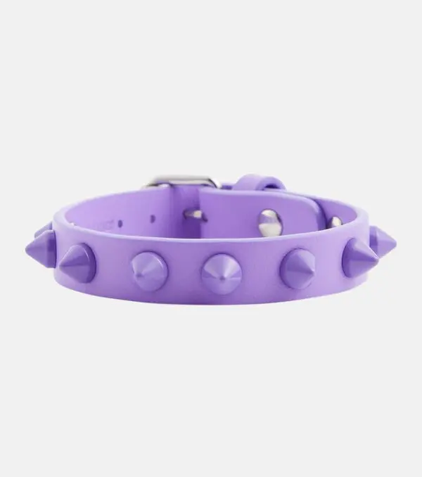 CHRISTIAN LOUBOUTIN Loubilink Embellished Leather Bracelet - Purple