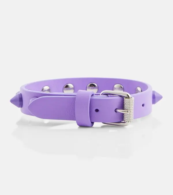 CHRISTIAN LOUBOUTIN Loubilink Embellished Leather Bracelet - Purple