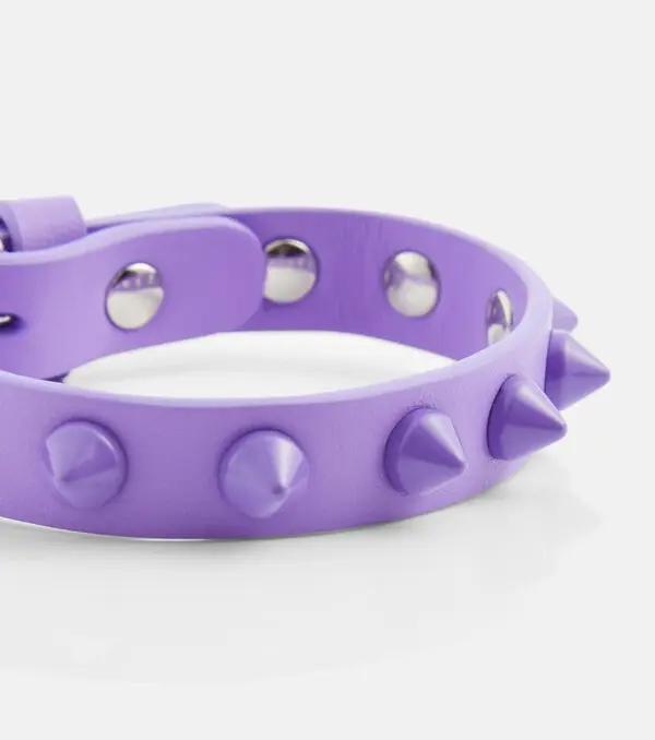 CHRISTIAN LOUBOUTIN Loubilink Embellished Leather Bracelet - Purple
