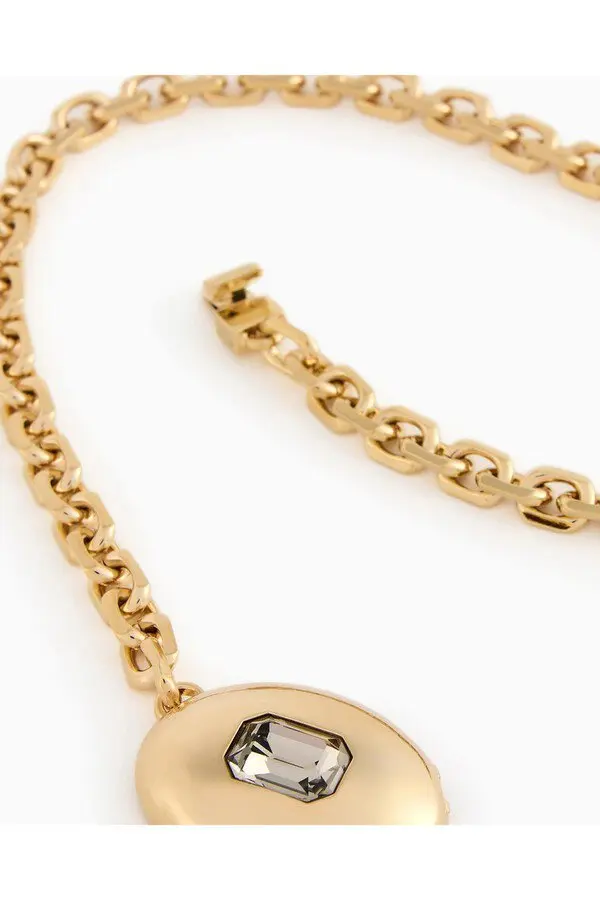 Giorgio Armani Metal Choker Necklace With Crystal - Gold