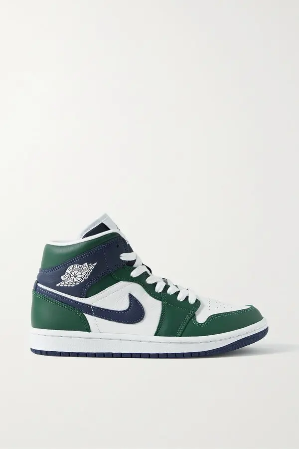 Nike Air Jordan 1 Mid Se Leather Sneakers - Green