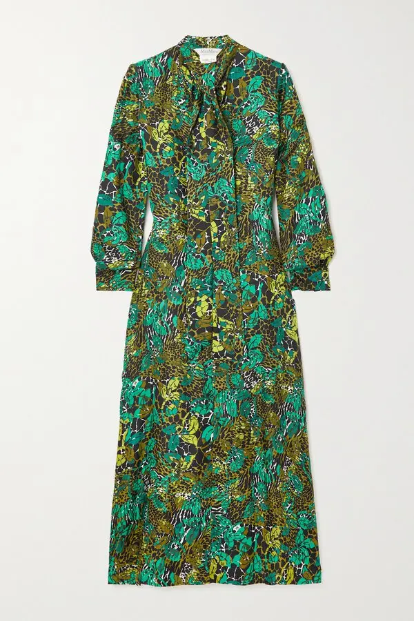 Max Mara Calate Printed Silk-twill Midi Dress