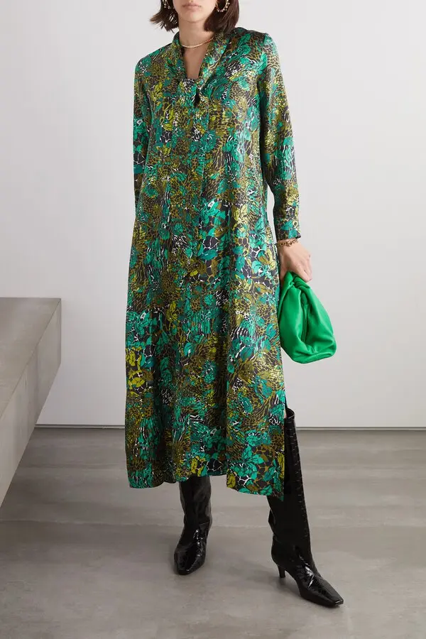 Max Mara Calate Printed Silk-twill Midi Dress