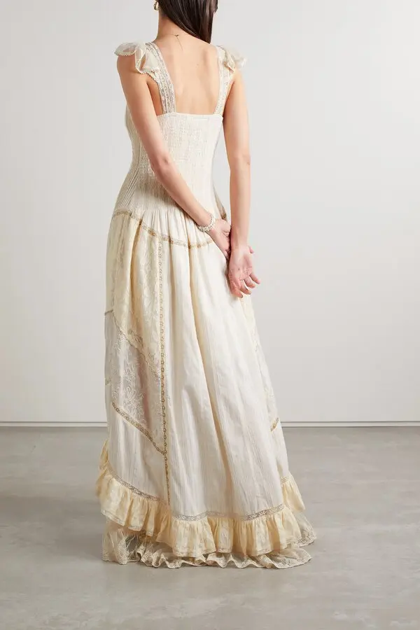 cream embroidered crochet maxi dress Kingsly Crochet Maxi Dress main image 1