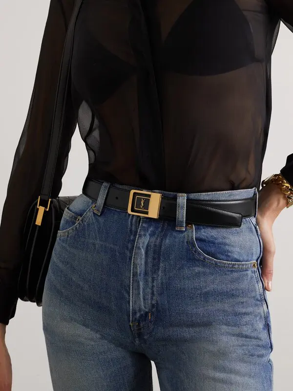 Saint Laurent Le 66 Leather Belt - Black