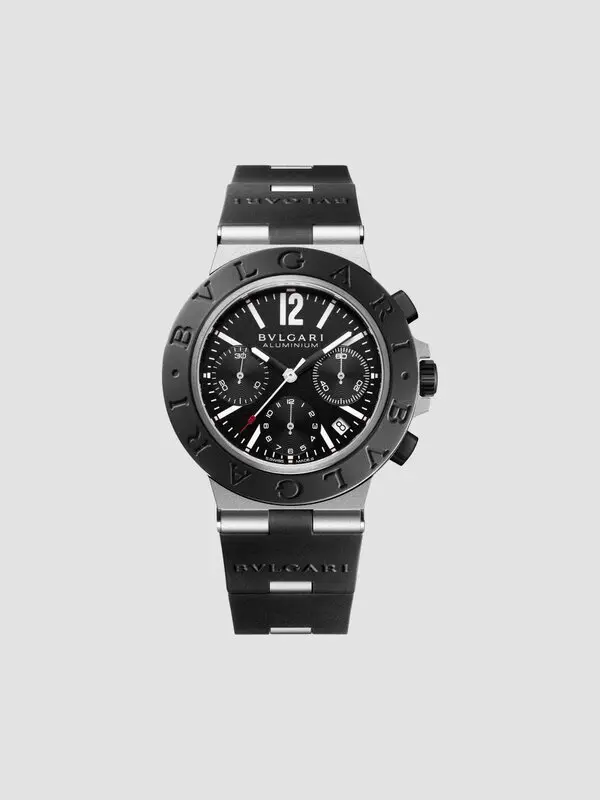 BVLGARI Aluminium-titanium &amp; Rubber Chronograph Bracelet Watch - Black