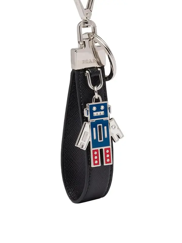 Prada Saffiano Leather Keychain - Black