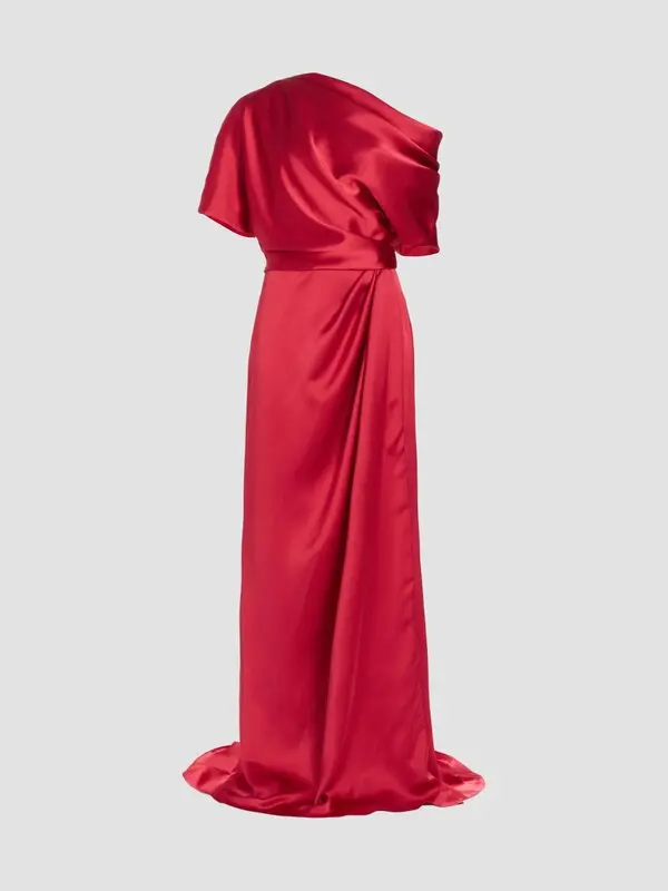 Amsale Draped Off-the-shoulder Gown - Lipstick