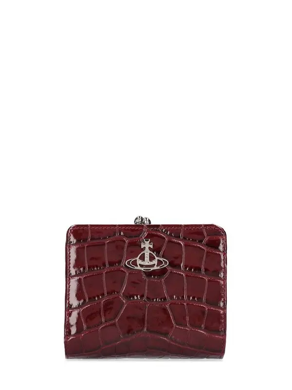 Vivienne Westwood Croc Embossed Leather Clasp Wallet - Burgundy
