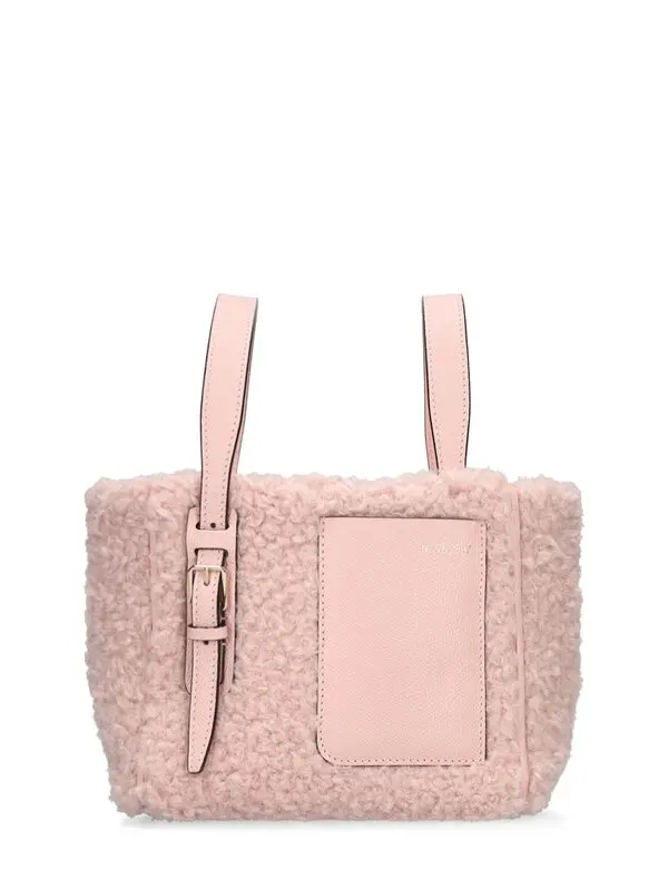 Valextra Mini Bucket Shearling Top Handle Bag - Peonia | Editorialist