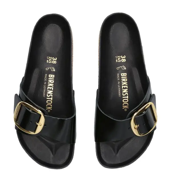 BIRKENSTOCK Leather Big Buckle Sandals - Black