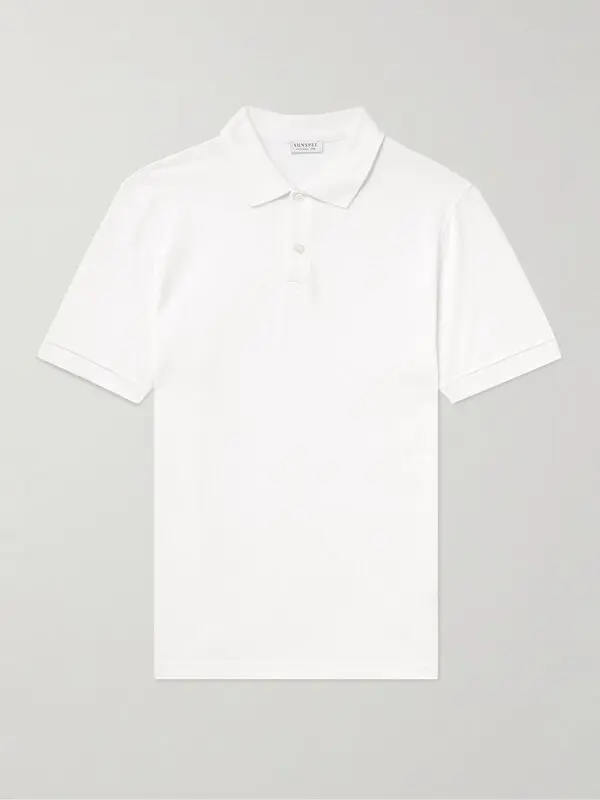 Sunspel Cotton-piqué Polo Shirt - White