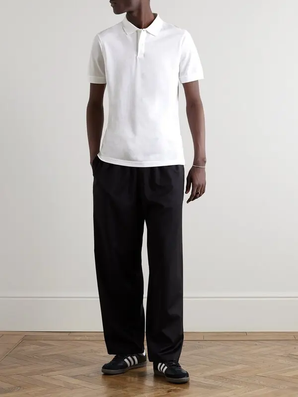 Sunspel Cotton-piqué Polo Shirt - White