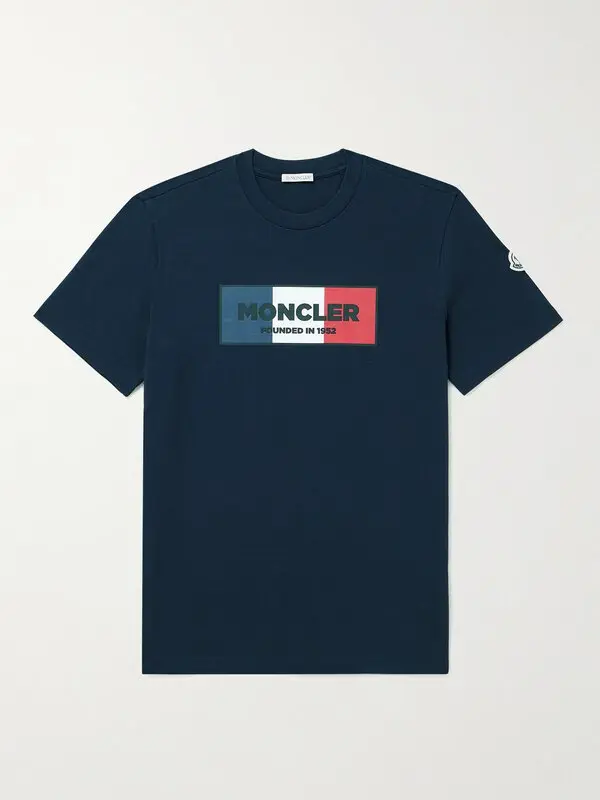 Moncler Slim-fit Logo-print Cotton-jersey T-shirt - Blue